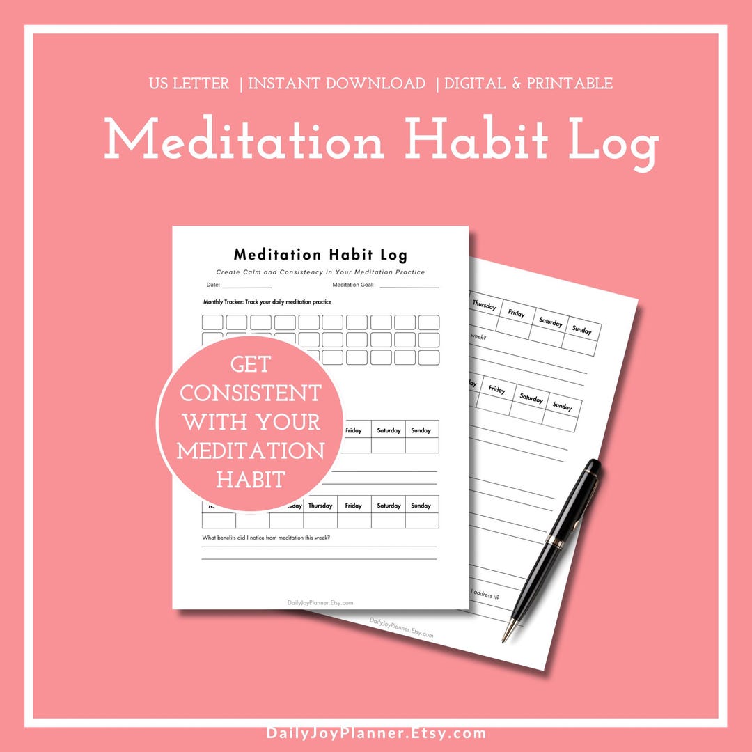Meditation Habit Log Printable | Track Your Progress & Build a Daily ...