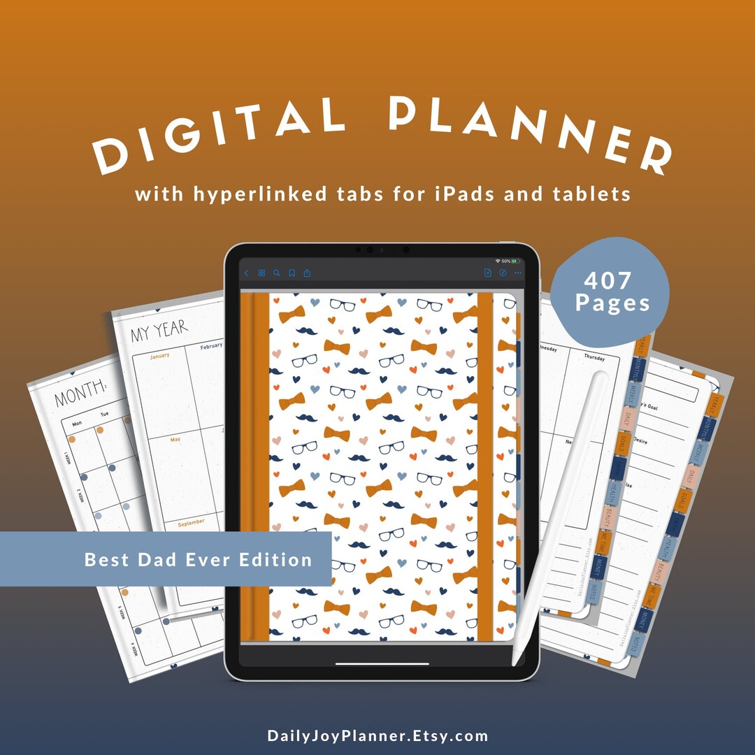 Self Care Planner, Digital Planner, Father’s Day Theme, Undated Digital ...