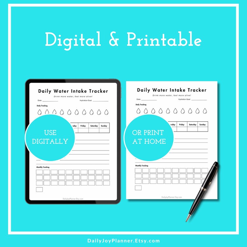 Water Intake Tracker Printable | Daily Hydration Log | Stay Hydrated ...