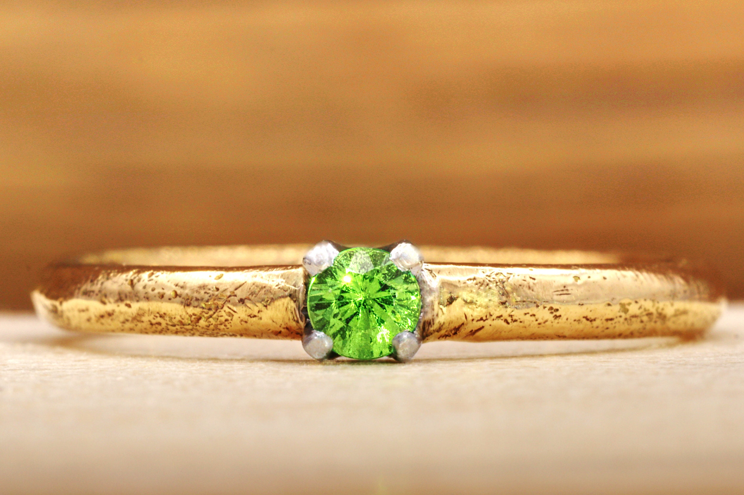 Tsavorite Solitaire Ring, Reclaimed Solid Gold, Modern Alternative ...