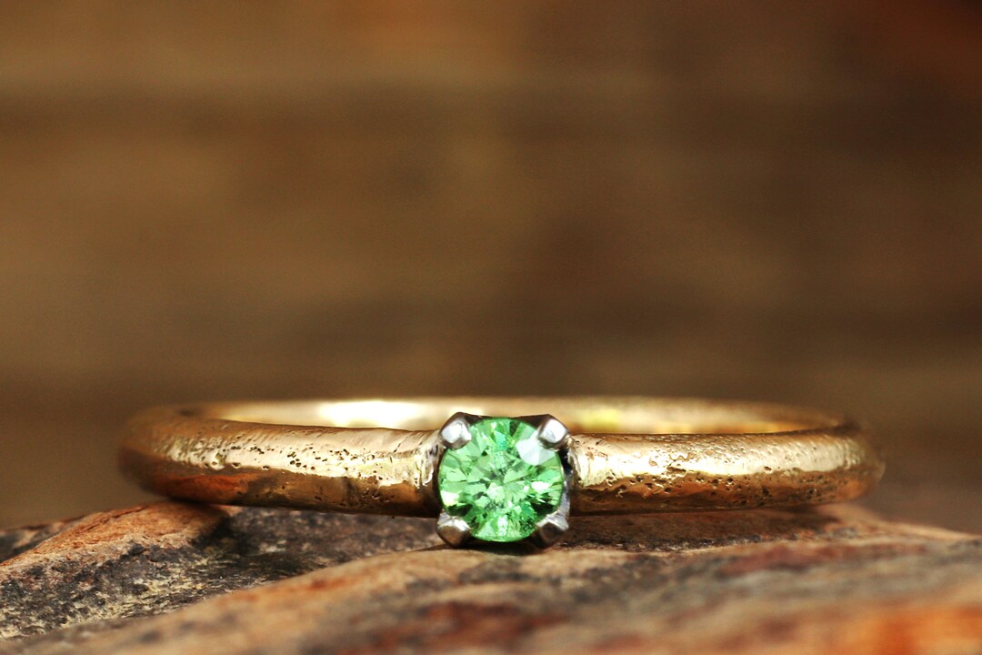 Tsavorite Solitaire Ring, Reclaimed Solid Gold, Modern Alternative ...