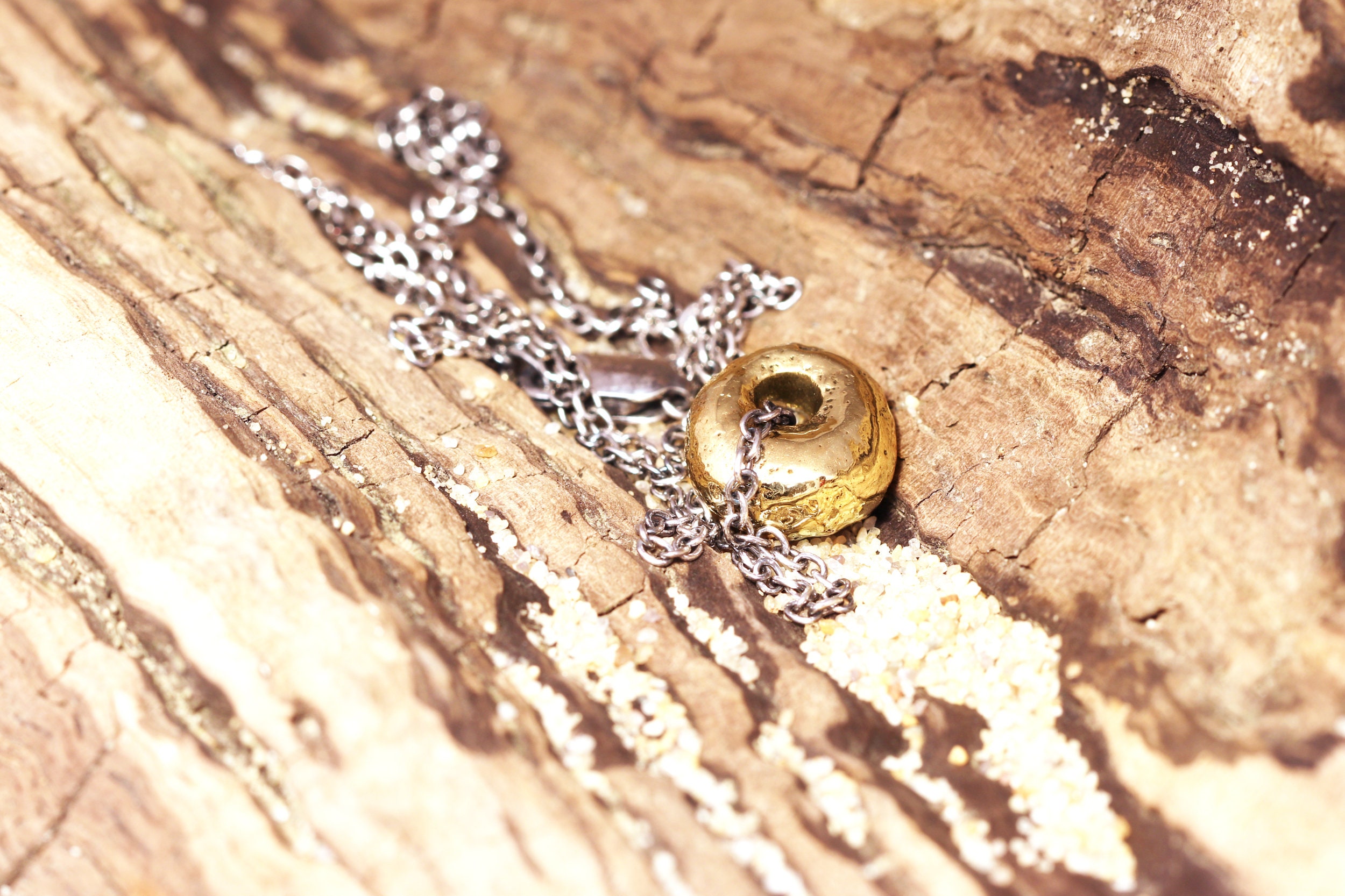 Rustic Gold Pendant Necklace, Recycled Solid Gold, Contemporary Jewelry ...