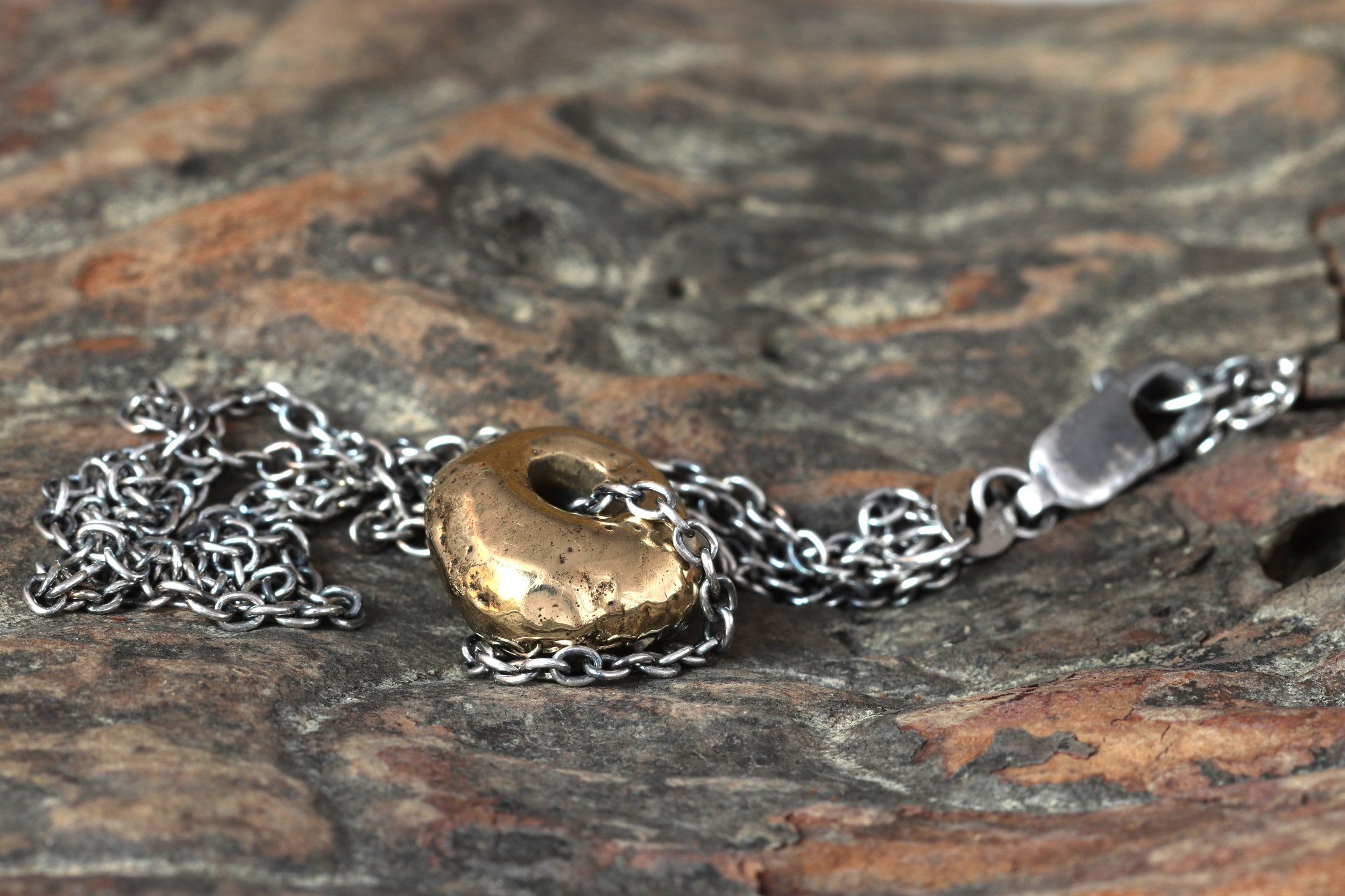 Rustic Gold Pendant Necklace, Recycled Solid Gold, Contemporary Jewelry ...