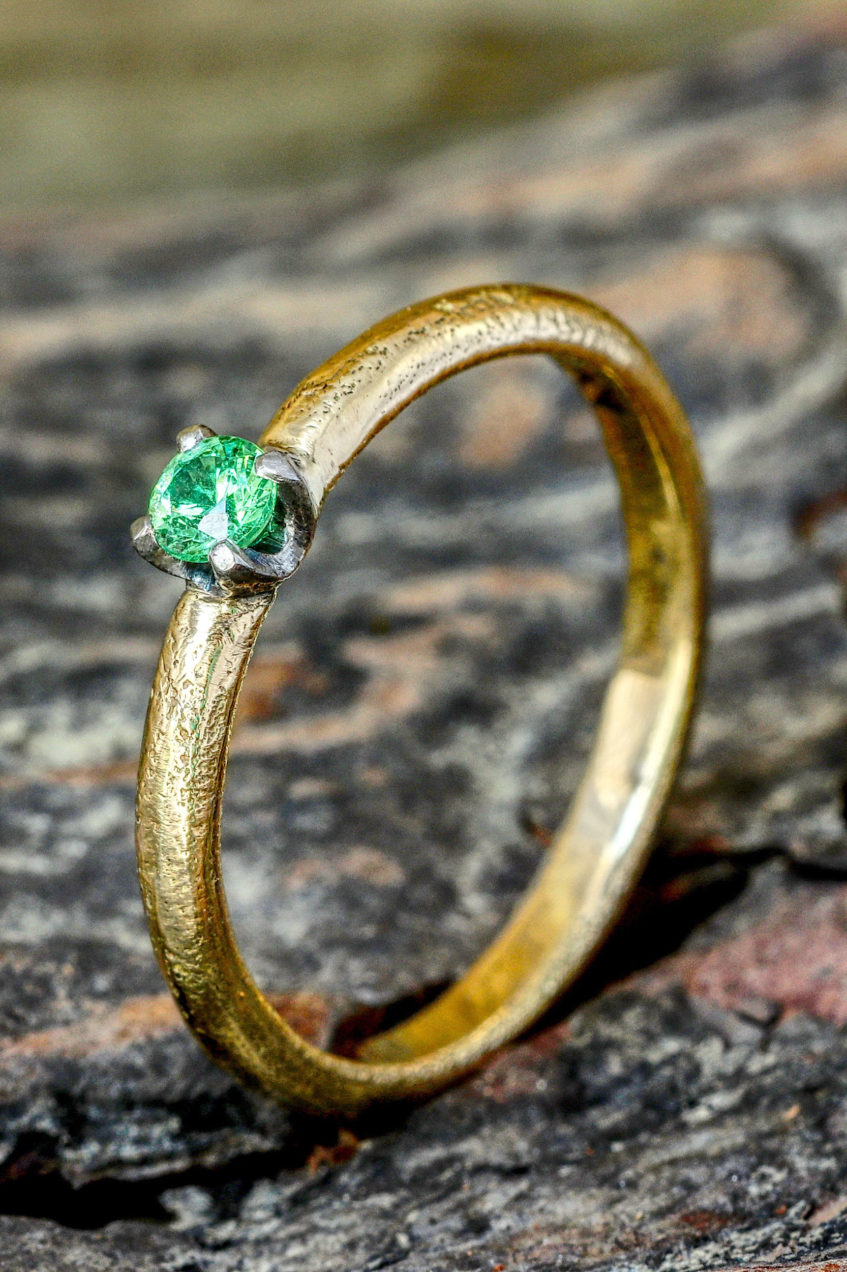 Tsavorite Solitaire Ring, Reclaimed Solid Gold, Modern Alternative ...