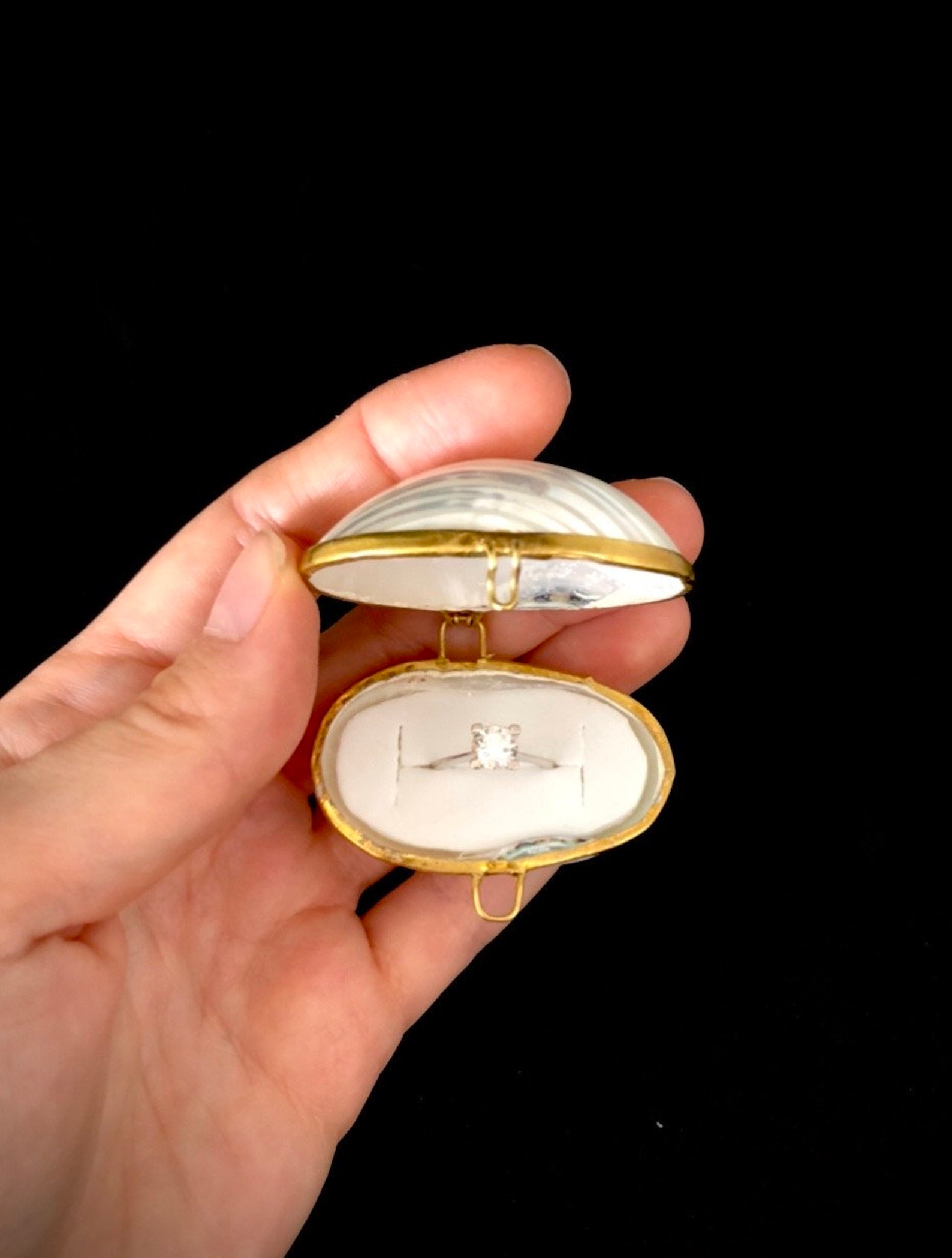 Vintage Beach Proposal Ring Box, Wedding Ring Holder With Ring Pillow ...