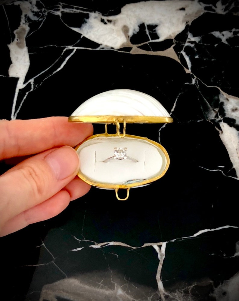 Vintage Beach Proposal Ring Box, Wedding Ring Holder With Ring Pillow ...