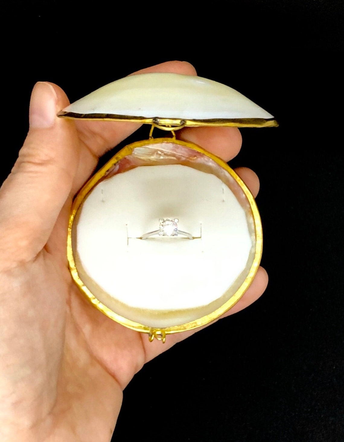 Sea Shell Ring Box Engagement Ring Holder Wedding Vintage Ring | Etsy