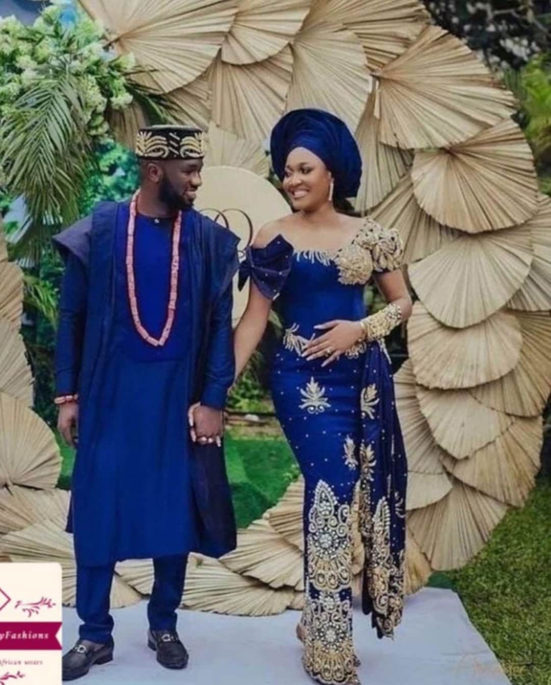 African Royal Blue Couples Wedding Dresses, Yoruba Women’s Bridal Gowns ...