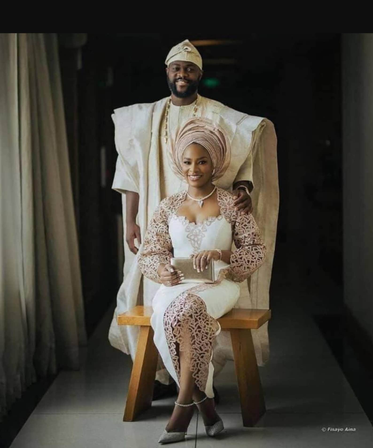 Cream Gold Couples Aso-oke, Wedding Attire, Yoruba Agbada Dress ...