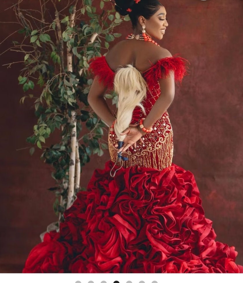 African Nigerian Red Igbo Bridesmaids Couples Women’s Clothing Attire ...