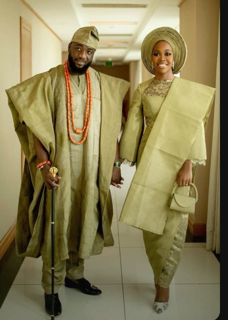 Couples Aso-oke, Wedding Attire, Yoruba Agbada Dress, Nigerian ...