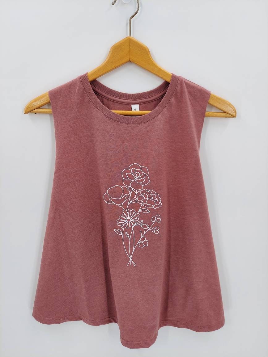 Minimalist Shirt - Line Drawing Tank - Aesthetic Tank - Wildflower ...