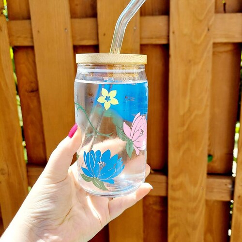 Color Changing Cup Beer Can Glass Iced Coffee Glass Floral - Etsy