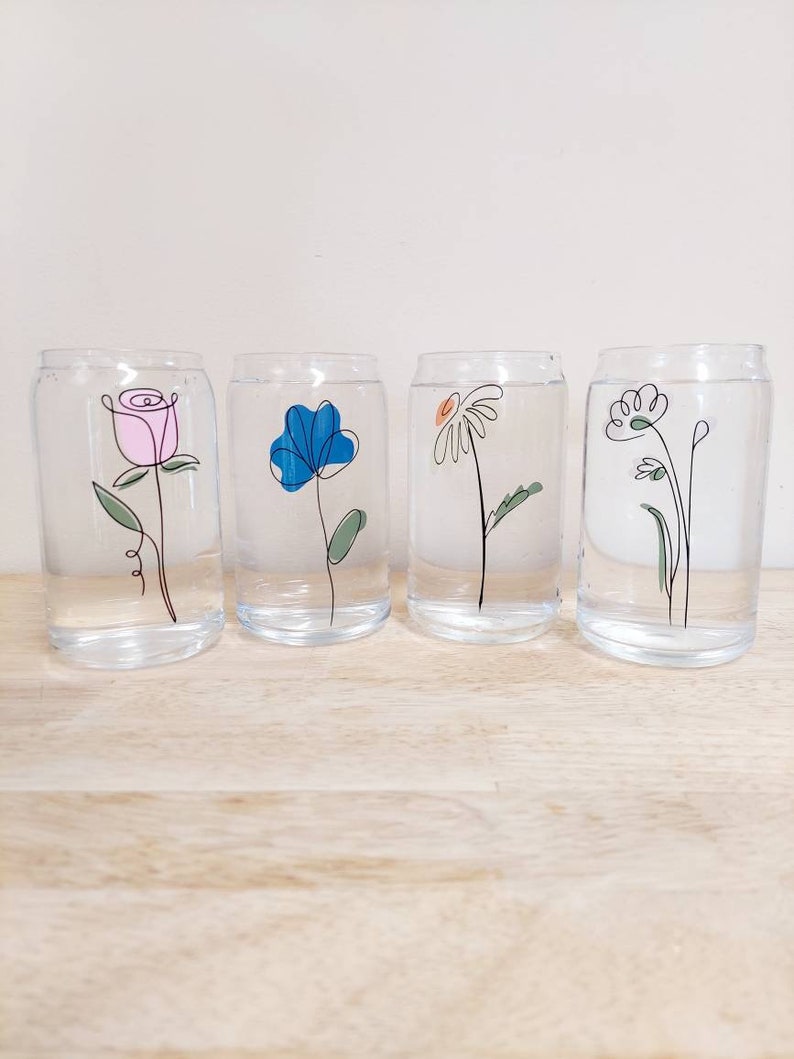 Color Changing Cup Beer Can Glass Iced Coffee Glass Floral - Etsy