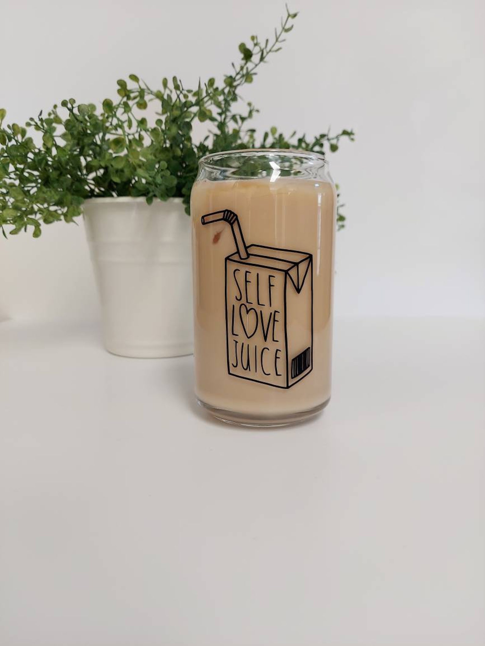 Iced Coffee Cup Self Love Iced Coffee Glass Coffee Lover Can - Etsy