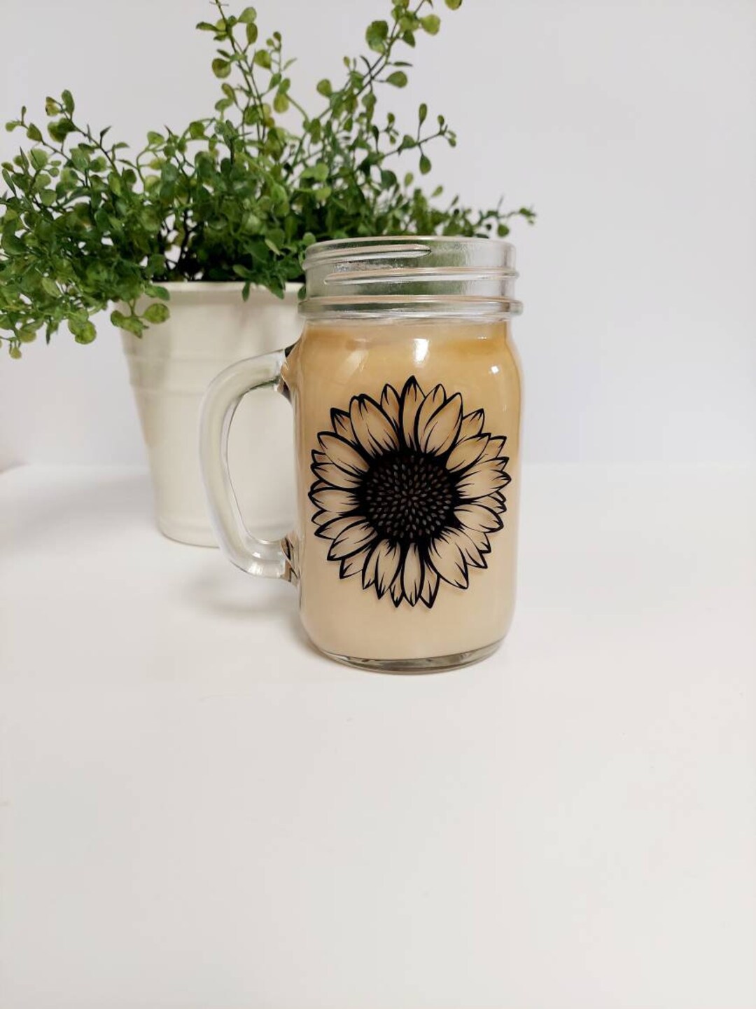 Flower Iced Coffee Glass, Mason Jar Glass, Iced Coffee Glass ...