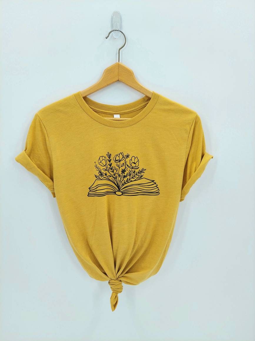 Flower Book Shirt Book Lover Shirt Cute Spring Shirt Cute - Etsy