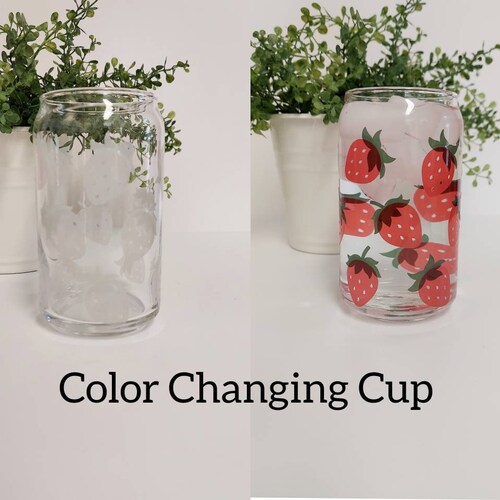 Color Changing Cup Beer Can Glass Iced Coffee Glass Floral - Etsy