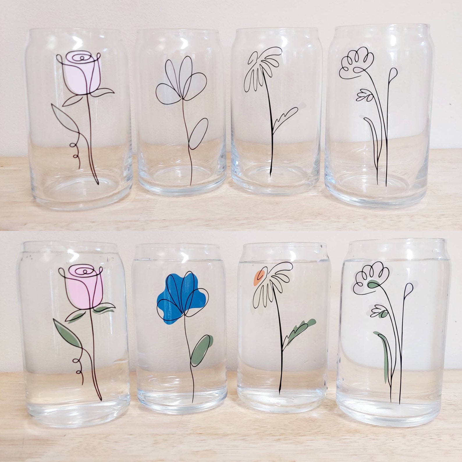 Color Changing Cup Beer Can Glass Iced Coffee Glass Floral - Etsy