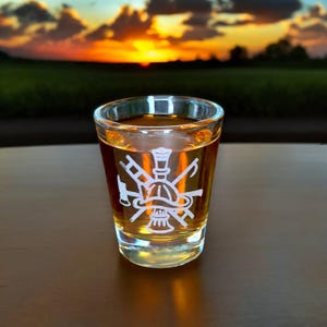 2oz Firefighter Emblem Shot Glass - Etsy