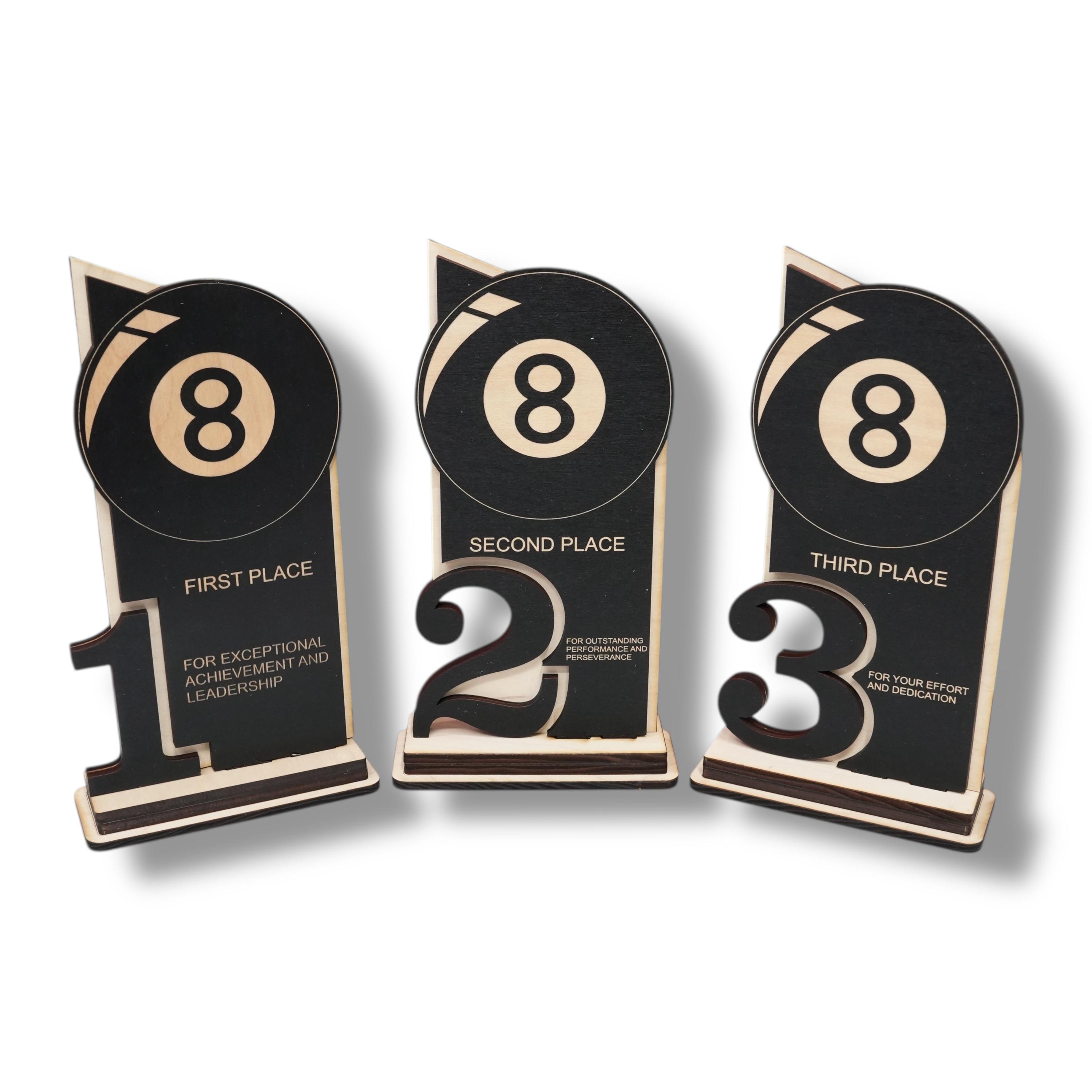 Trophy Award - CUSTOM - Billiards Pool - 1st 2nd 3rd Place - 9x5 Inches ...