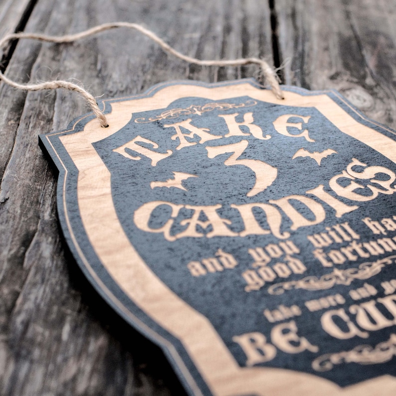 Take 3 Candies or Be Cursed - Black Halloween Door Sign 10x7 - Etsy
