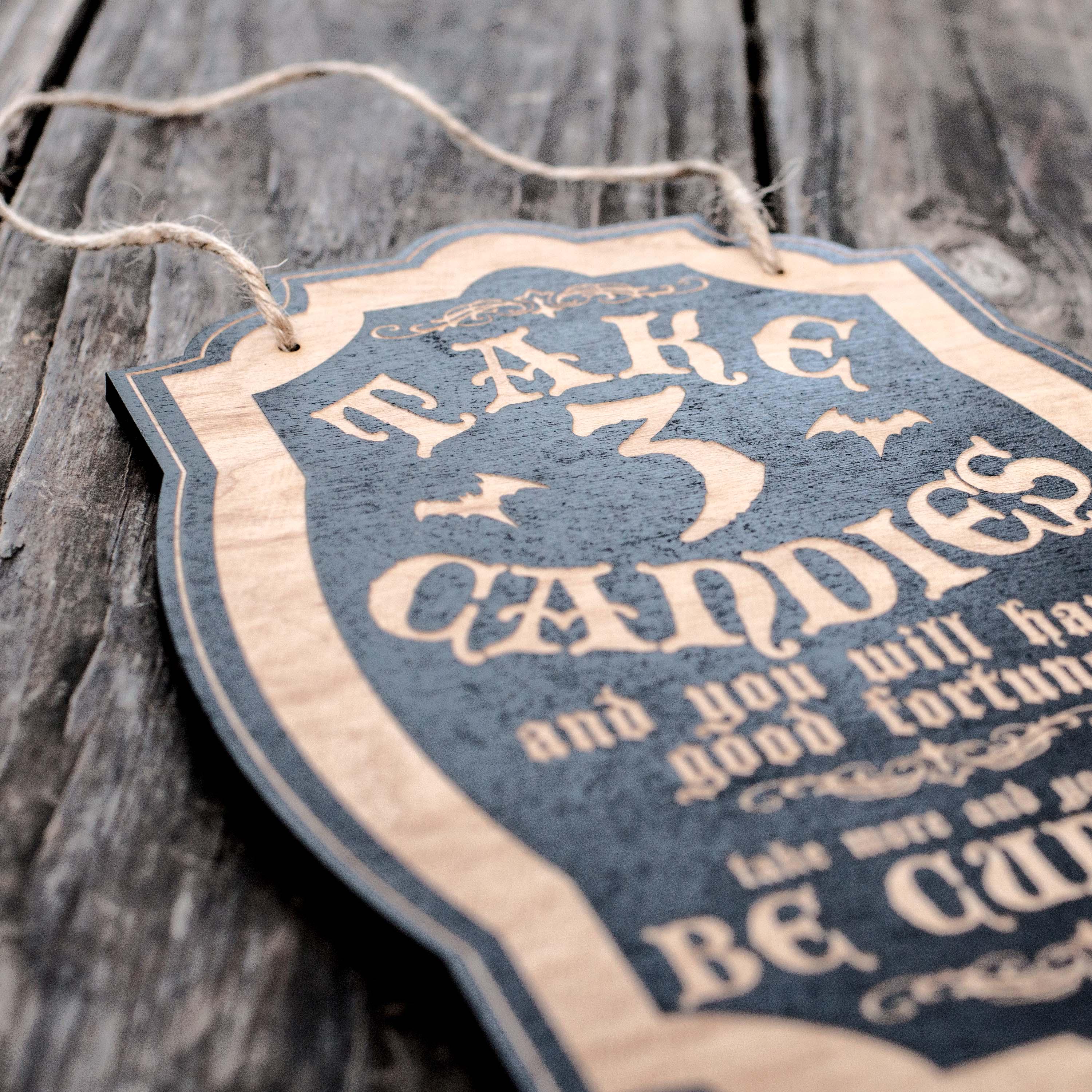 Take 3 Candies or Be Cursed - Black Halloween Door Sign 10x7 - Etsy
