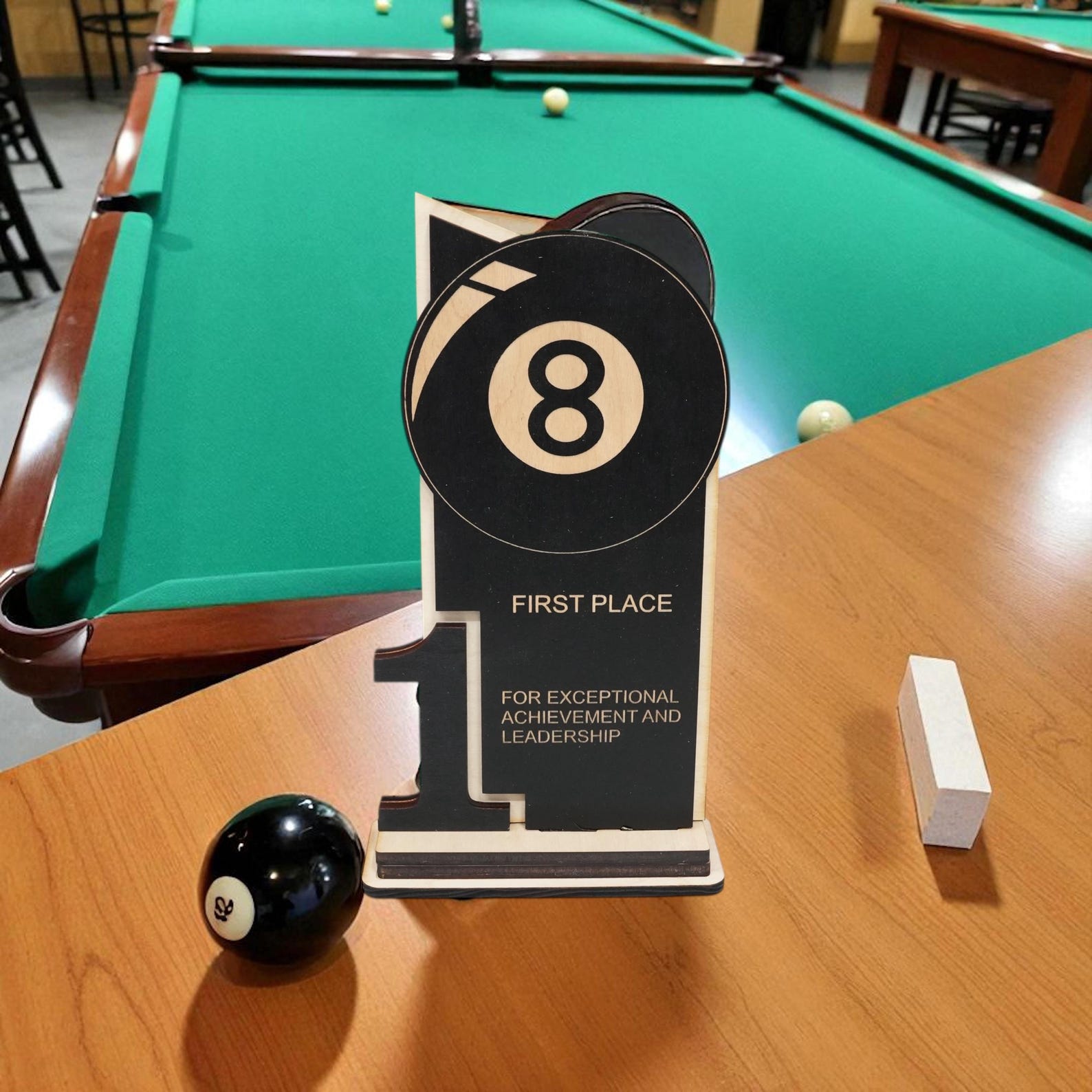 Trophy Award - CUSTOM - Billiards Pool - 1st 2nd 3rd Place - 9x5 Inches ...