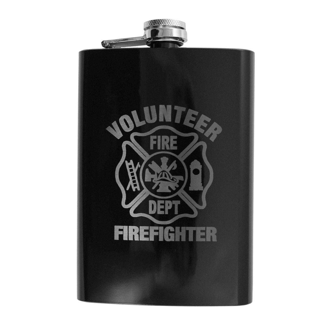 8oz BLACK Volunteer Firefighter Logo Flask - Etsy
