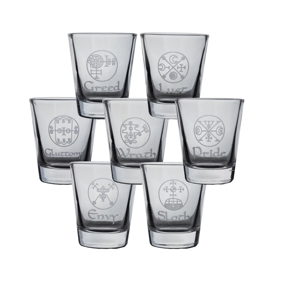 2oz Seven Deadly Sins Set of 7 Shot Glass - Etsy