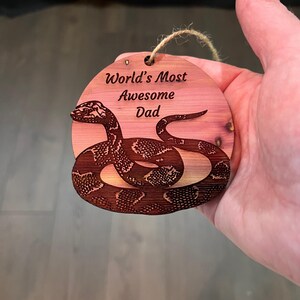 Worlds Most Awesome Dad Snake - Cedar Ornament - Etsy