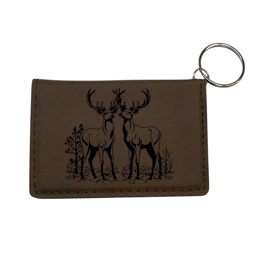 Keychain ID Holder Wallet - Deer of the Wild Leather - Etsy