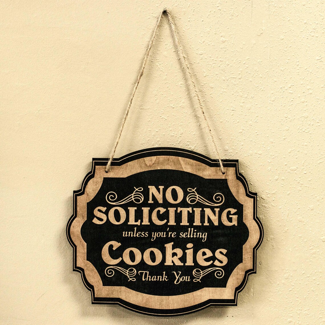 No Soliciting Unless You're Selling Cookies - Black Door Sign 6"x9" - Etsy