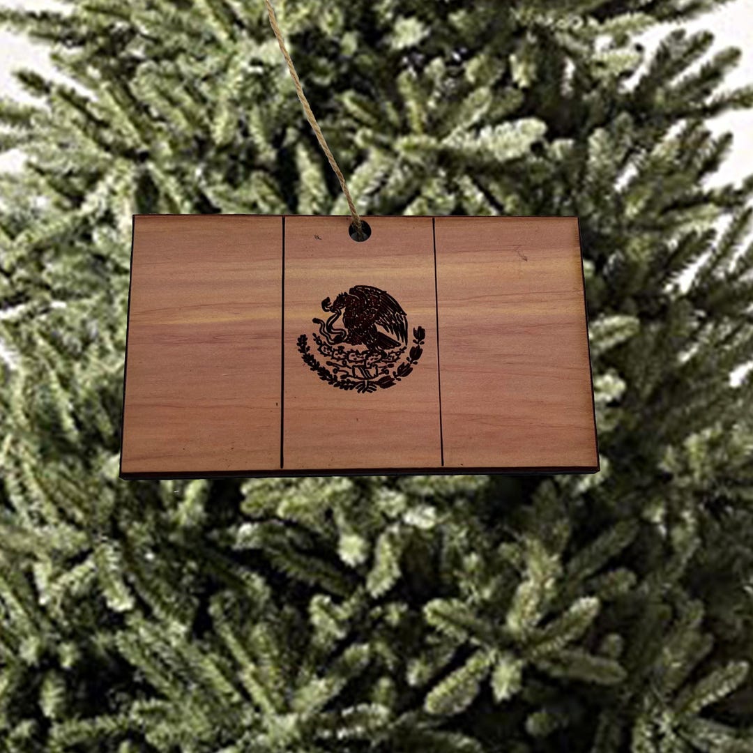 Mexican Flag - Cedar Ornament - Etsy