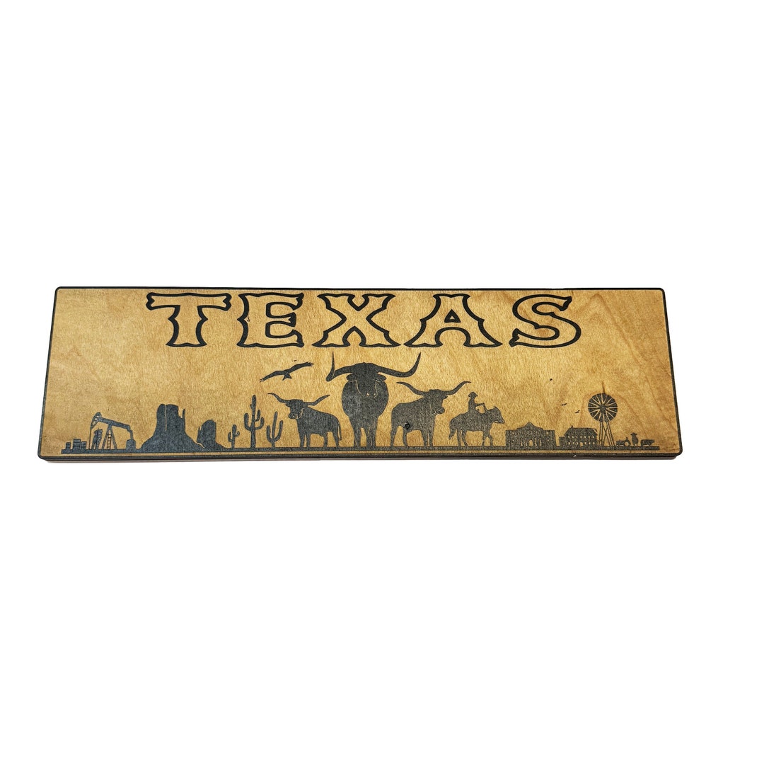 Texas Plaque With Landscape BLACK Sign 3x11 - Etsy