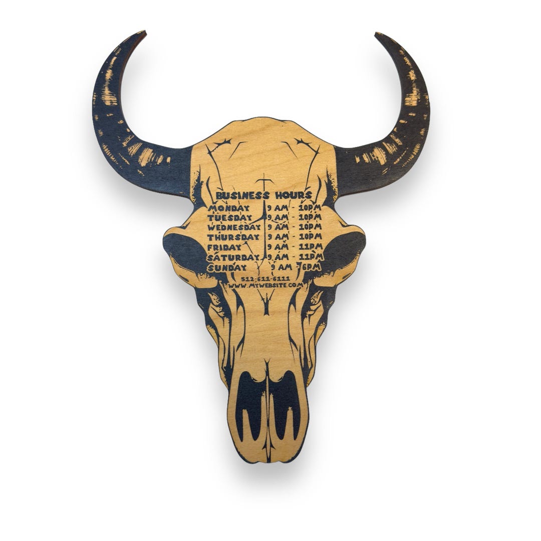 Sign - BLACK - PERSONALIZED - Cow Skull - Restaurant Business Cafe ...