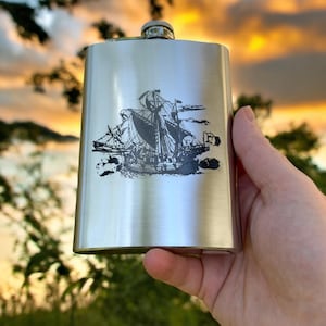 8oz Vintage Pirate Ship Stainless Steel Flask - Etsy