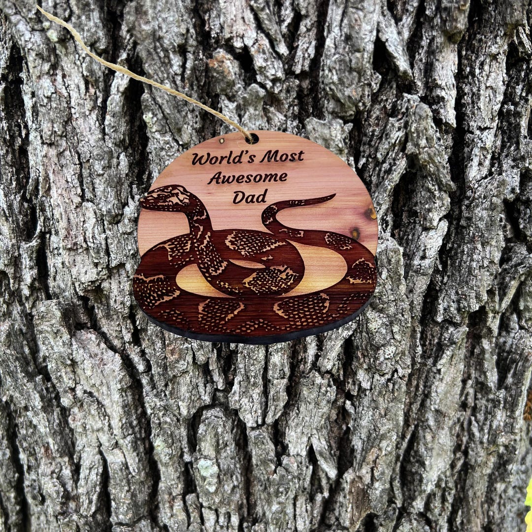 Worlds Most Awesome Dad Snake - Cedar Ornament - Etsy