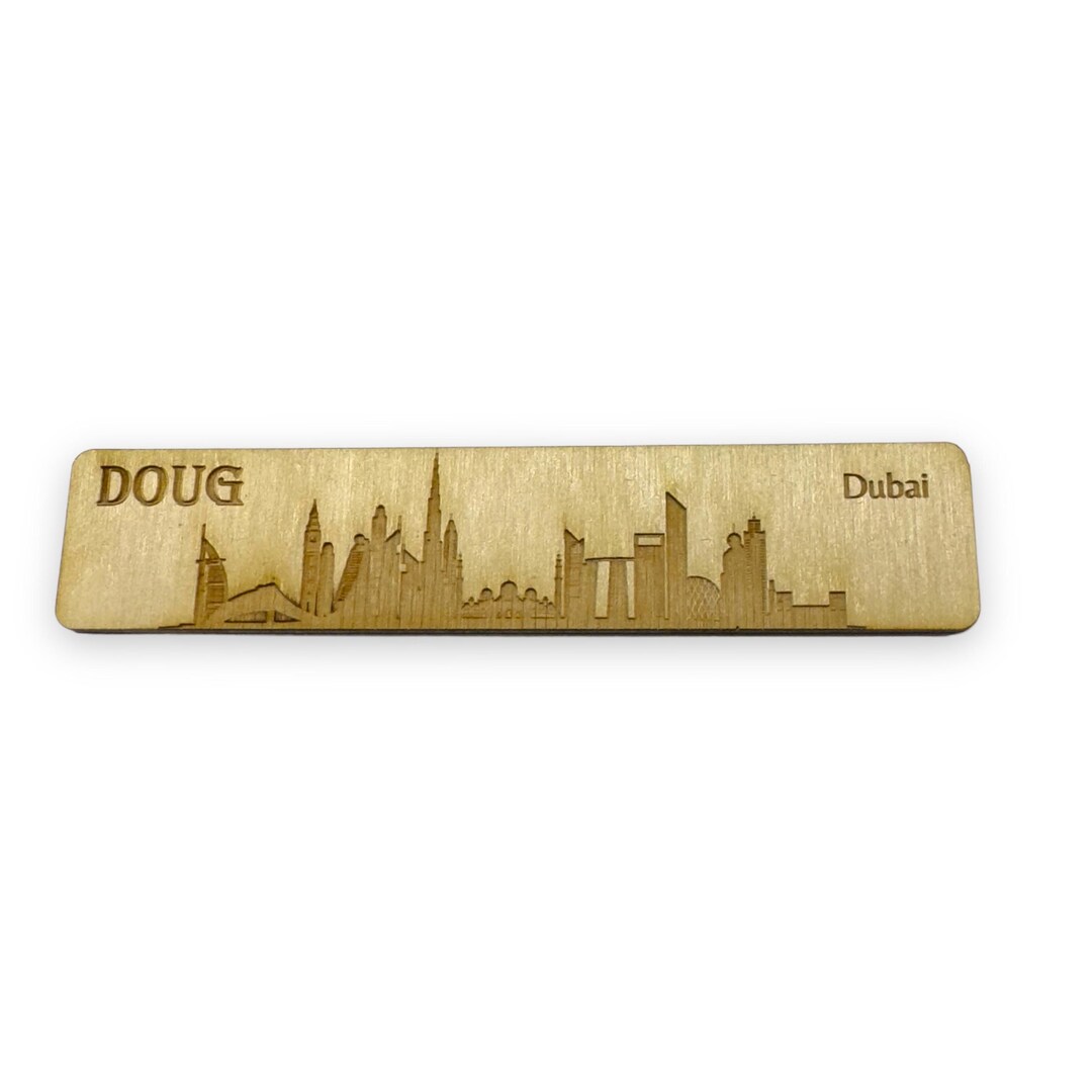 Bookmark - PERSONALIZED Dubai Skyline - Birch Wood - Etsy