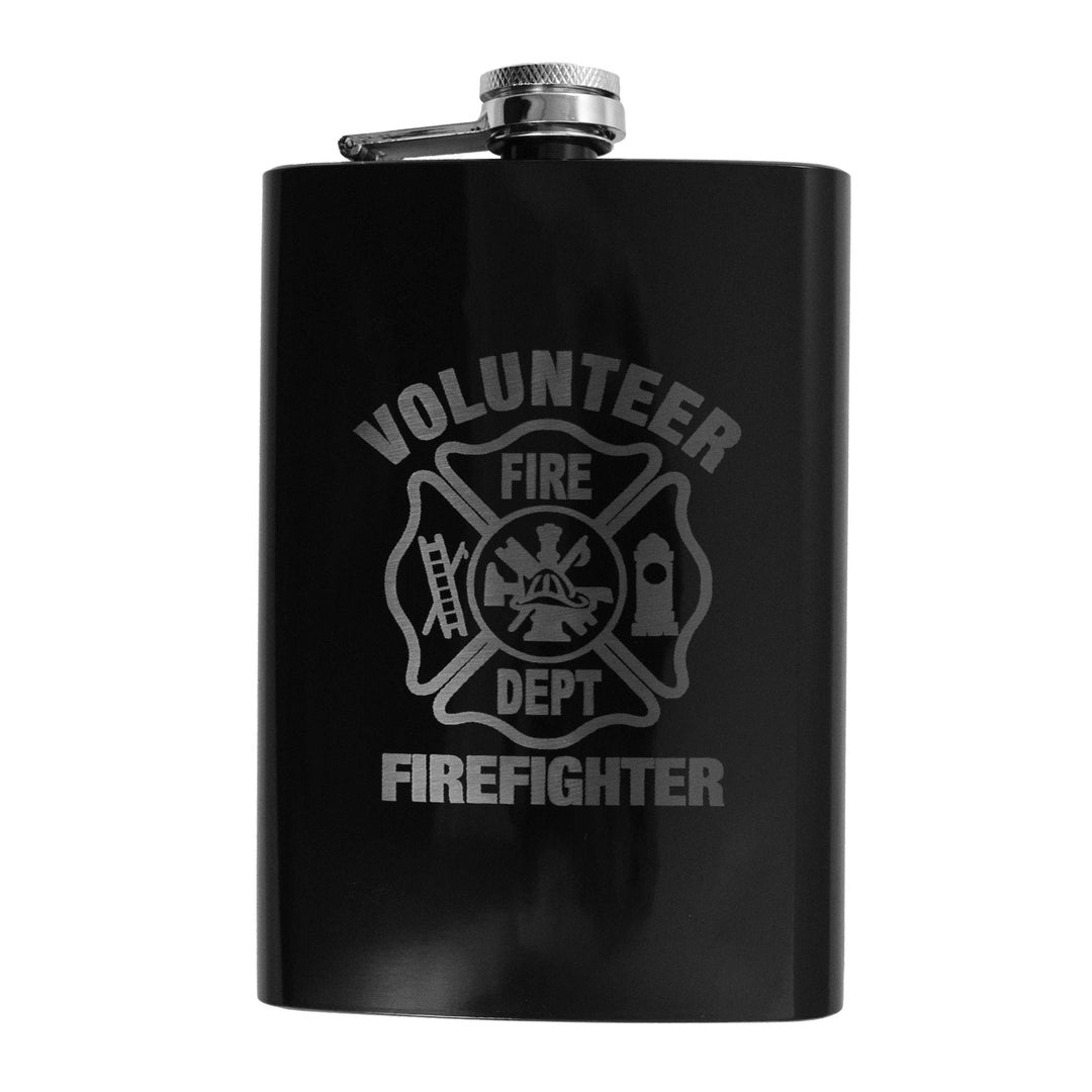 8oz BLACK Volunteer Firefighter Logo Flask - Etsy