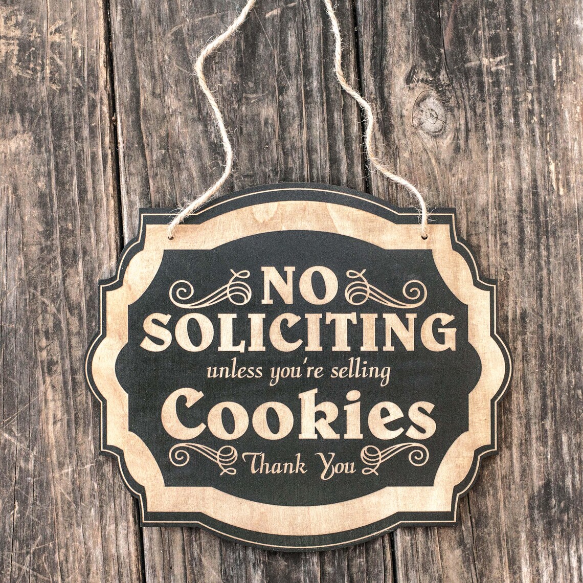 No Soliciting Unless You're Selling Cookies - Black Door Sign 6"x9" - Etsy