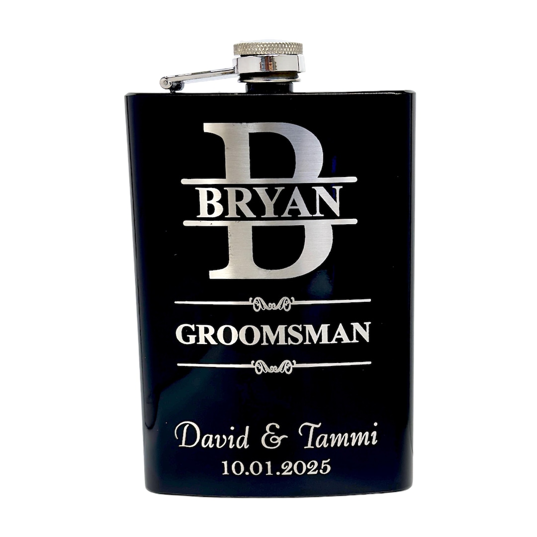 Split Letter Monogram Wedding Flask for Groomsman Best Man Gifts ...