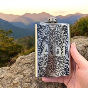 8oz Celtic Design PERSONALIZED Flask With Your Initial Stainless Steel ...