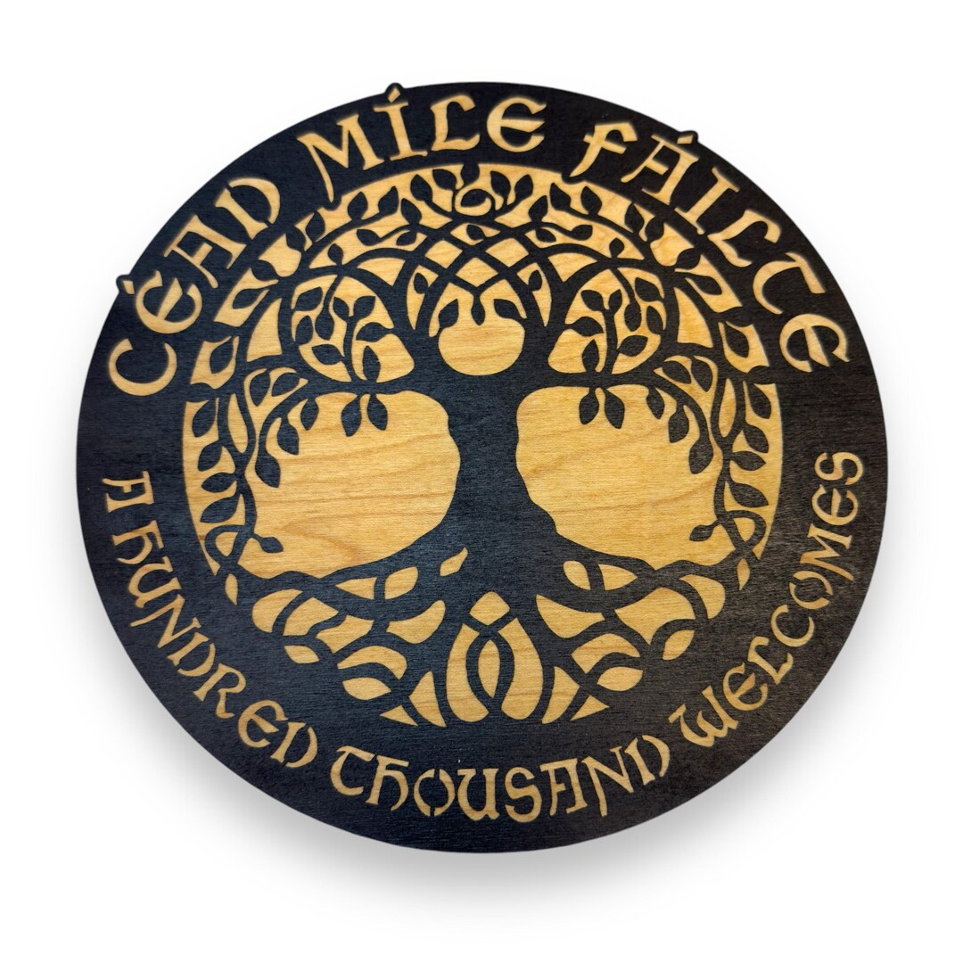 Sign - CUSTOM - Céad Míle Fáilte - Celtic Tree of Life Sign - Etsy