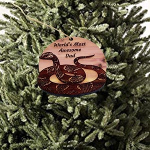 Worlds Most Awesome Dad Snake - Cedar Ornament - Etsy