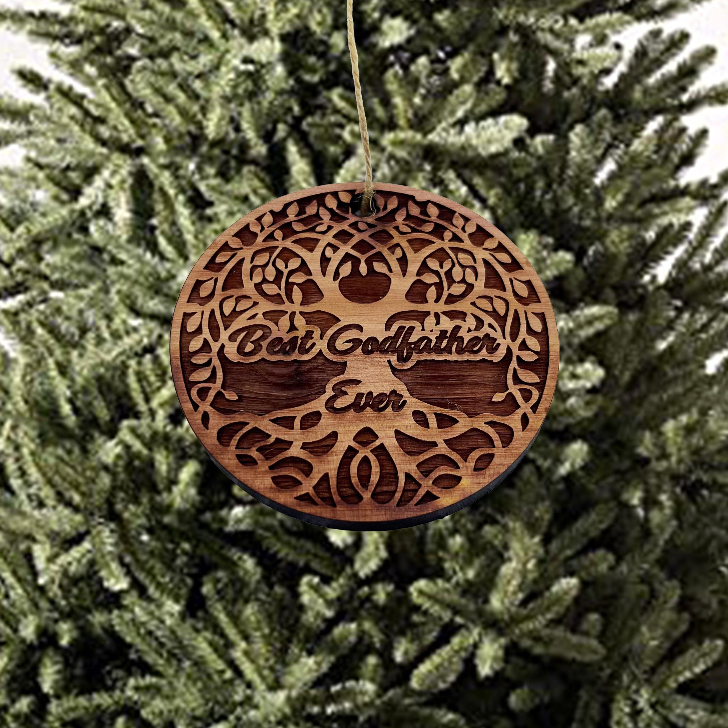 Best Godfather Ever Celtic Tree of Life - Cedar Ornament - Etsy