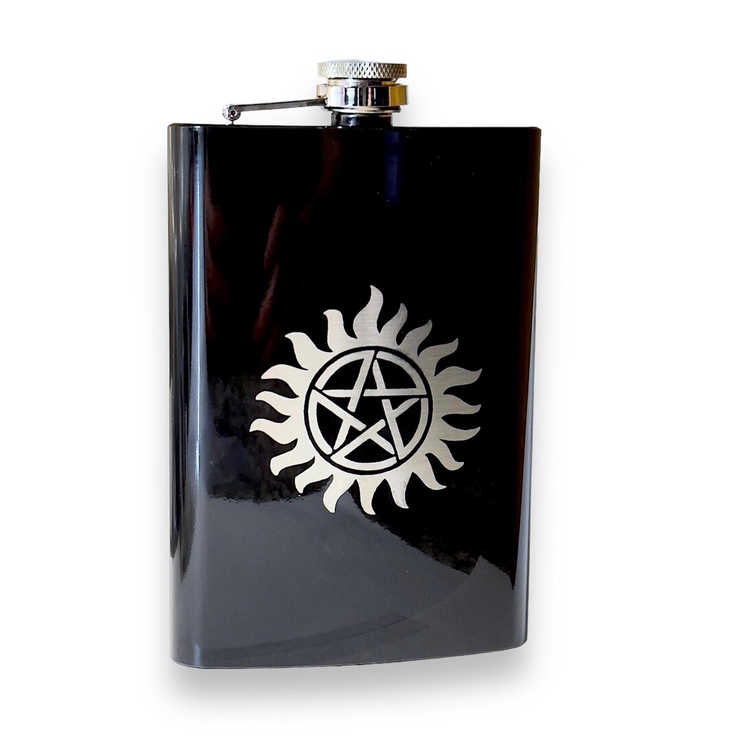 8oz BLACK Anti Possession Flask - Etsy