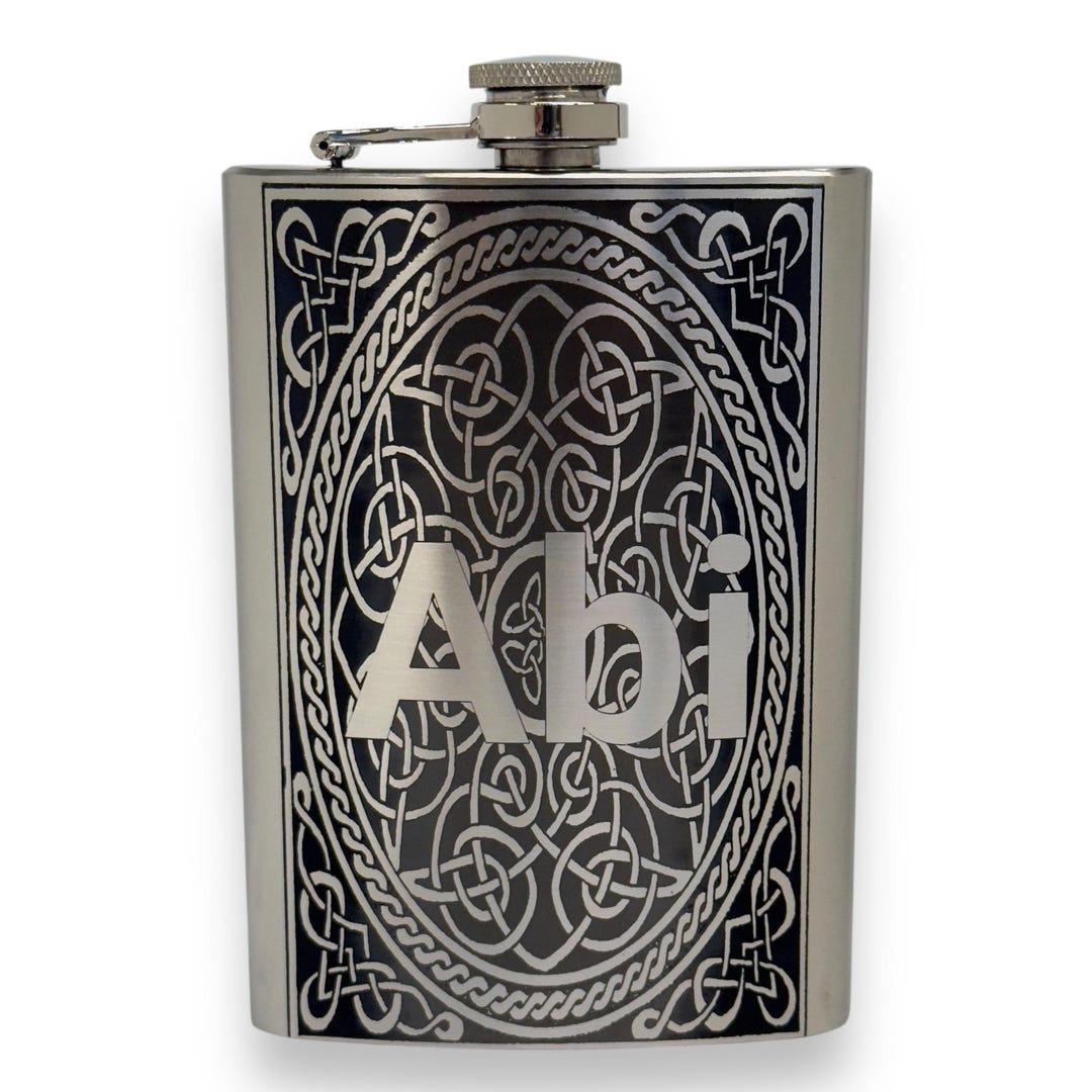 8oz Celtic Design PERSONALIZED Flask With Your Initial Stainless Steel ...