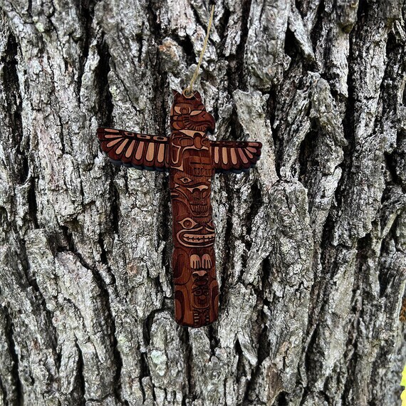 Native American Totem Pole Cedar Ornament - Etsy