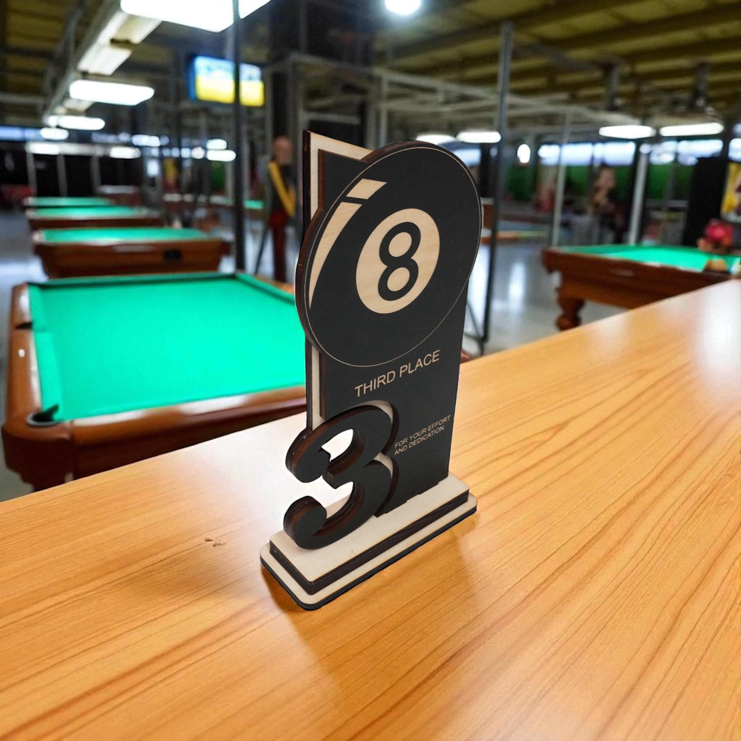 Trophy Award - CUSTOM - Billiards Pool - 1st 2nd 3rd Place - 9x5 Inches ...